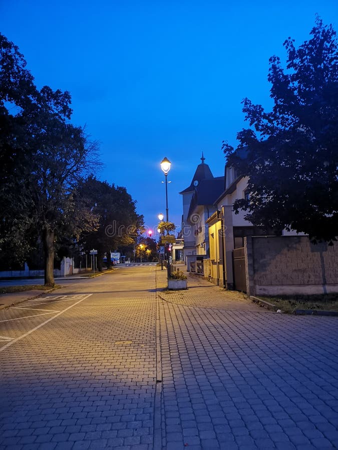 Night Street Town Evening Lamp Stock Image - Image of town, evening ...