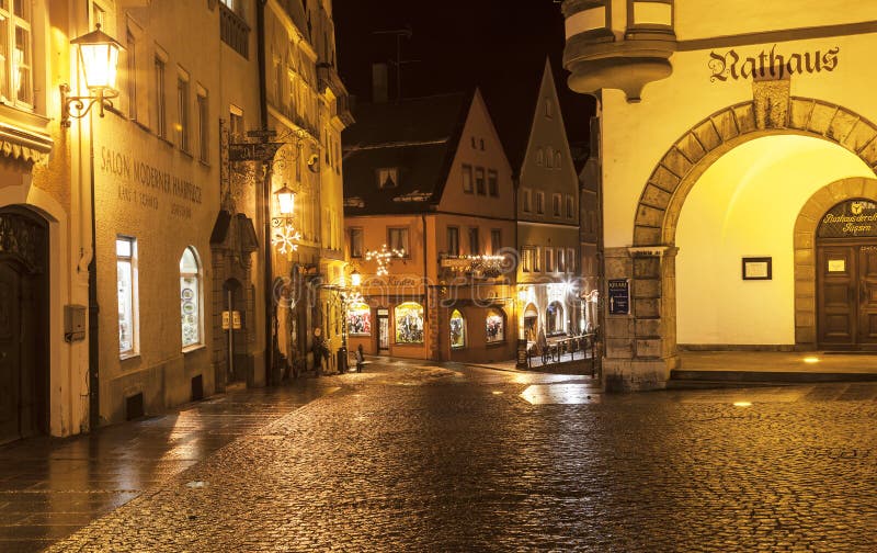Night Street of Town of Fussen. Editorial Photo - Image of architecture ...