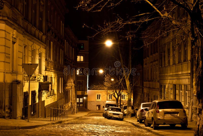 Night street stock image. Image of pavement, illumination - 30978429