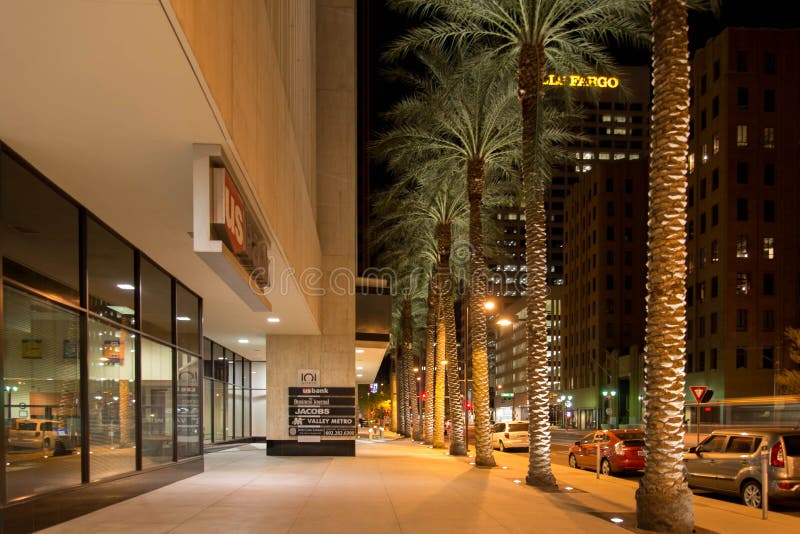Night Streetscape in Downtown Phoenix, AZ Editorial Image - Image of ...
