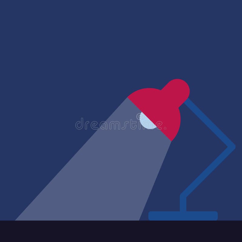 Night Study Desk Lamp. Vector Cartoon Illustration of Switch Off and on ...