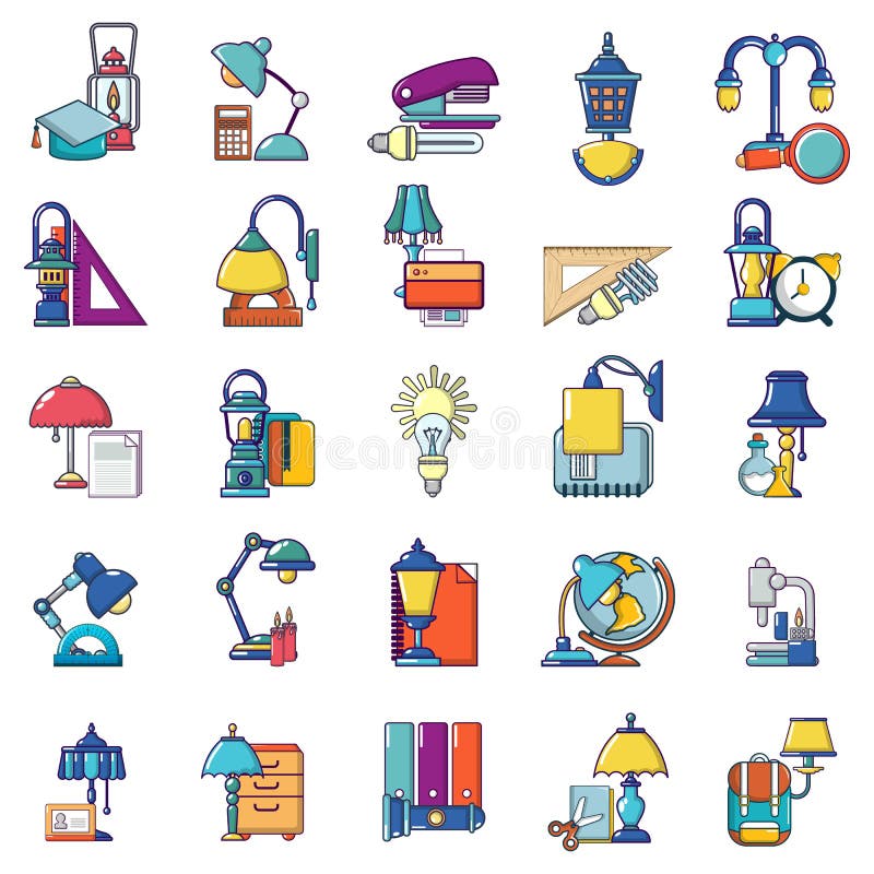 100 Study Icons Set, Flat Style Stock Vector - Illustration of books ...