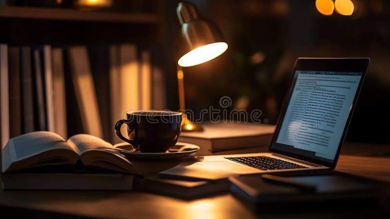 Night Study Session Illustration Stock Photo - Image of research, work ...