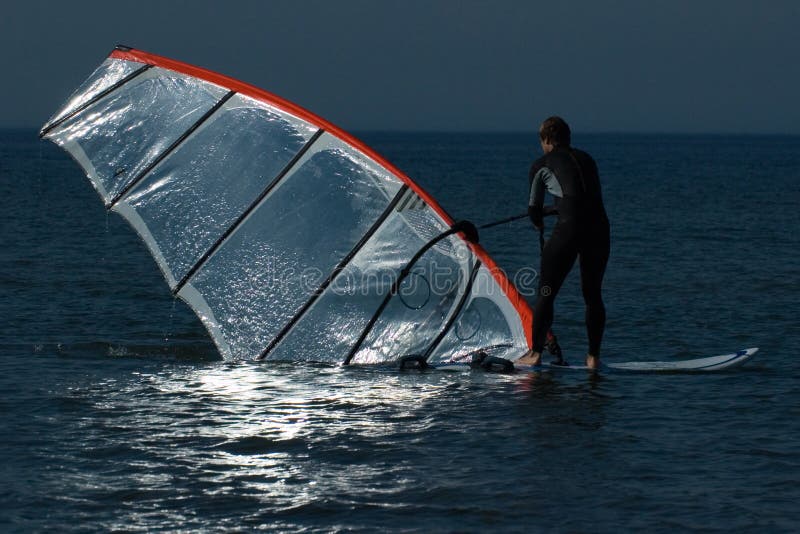 Night-Surfing Under Moon-light Stock Photo - Image of sports, coastline ...