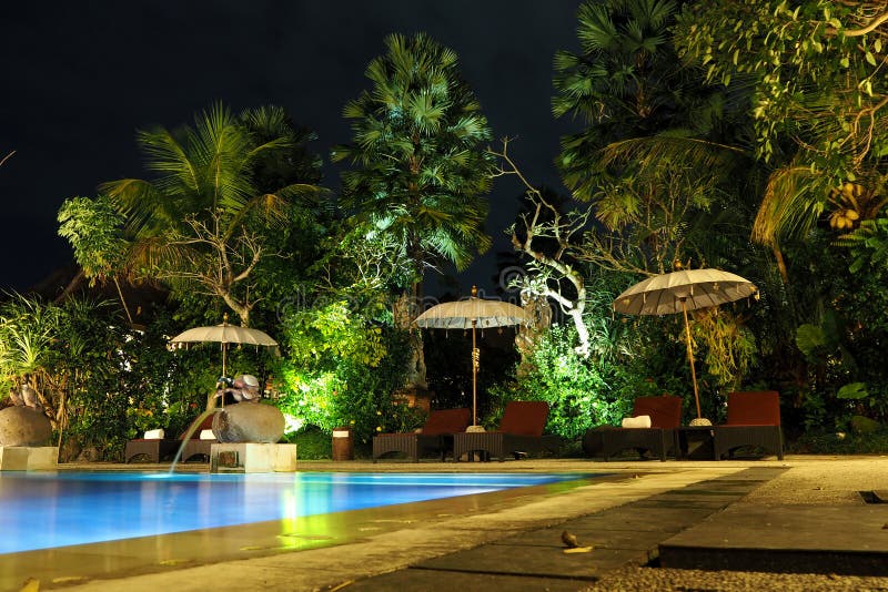 Night swimming pool stock image. Image of holiday, outdoor - 77111891
