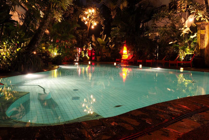 Night swimming pool stock photo. Image of travel, water - 77113194