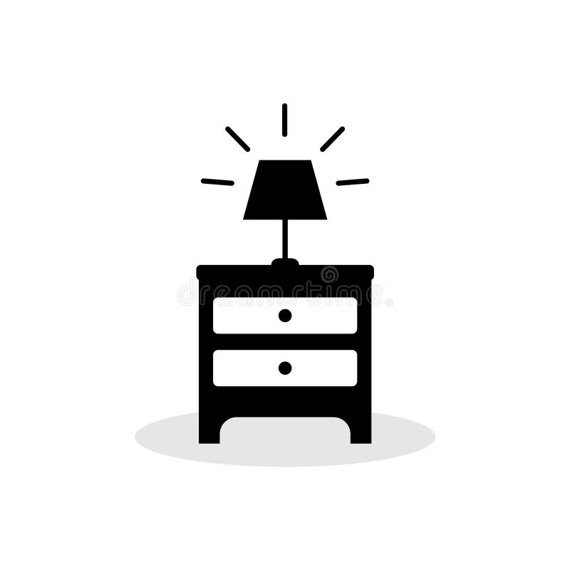 Night Table with Lamp Flat Illustration Stock Vector - Illustration of ...