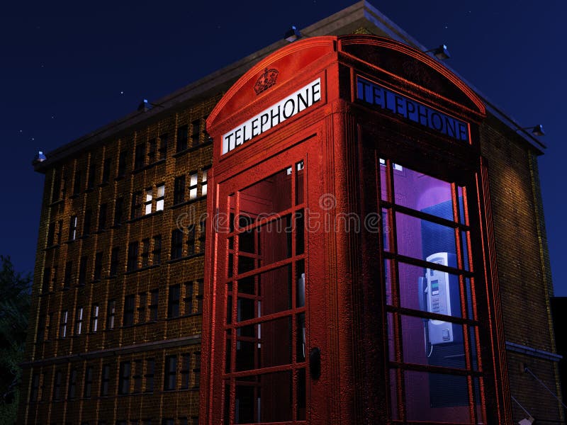 Night Telephone Box stock illustration. Illustration of bricks - 19940629