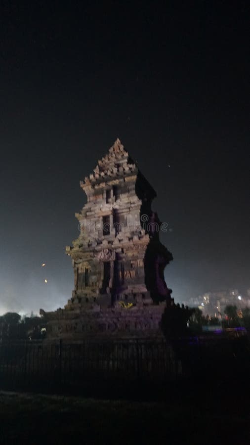 Night at the temple Dieng stock photo. Image of painting - 261766578