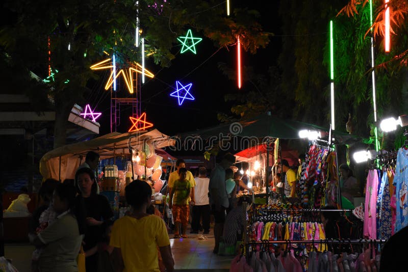 Night Temple Fair editorial photography. Image of thailand - 75737862