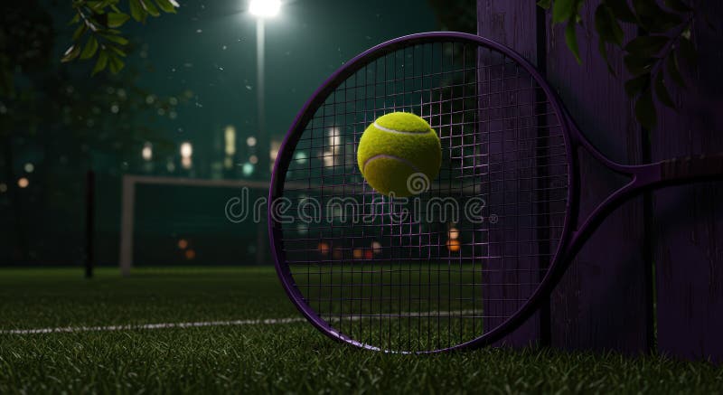 Night Tennis: Racket and Ball on Court Stock Illustration ...