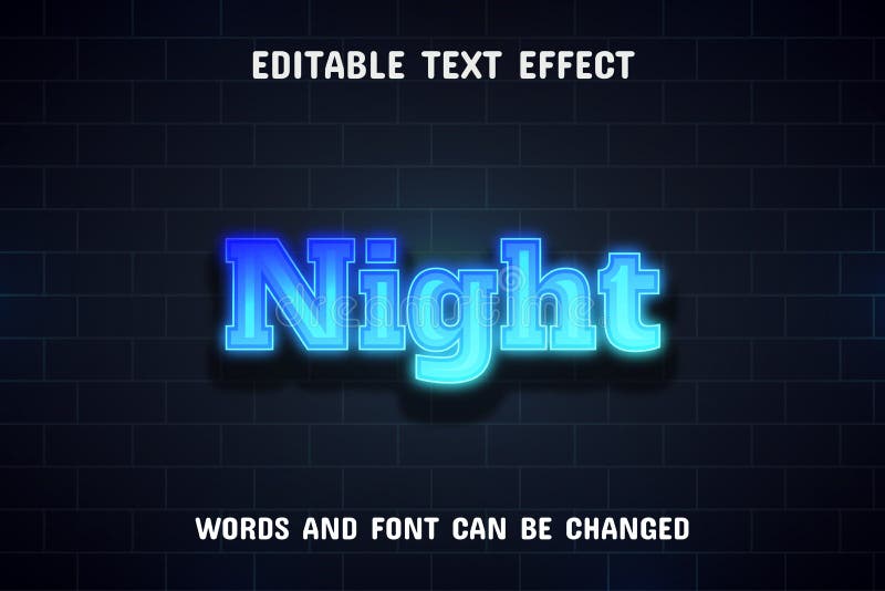 Night Text - Neon Text Effect Stock Vector - Illustration of logo ...