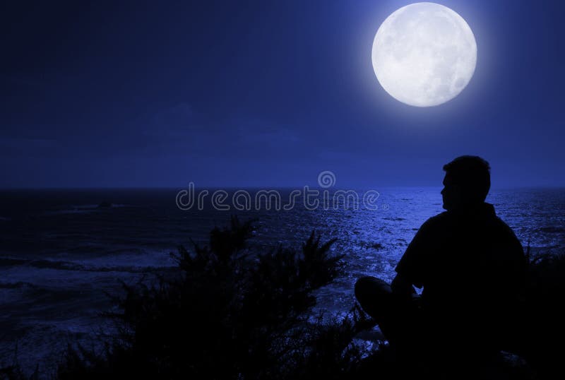 Moon Man Thinking Alone Woking Stock Photos - Free & Royalty-Free Stock ...