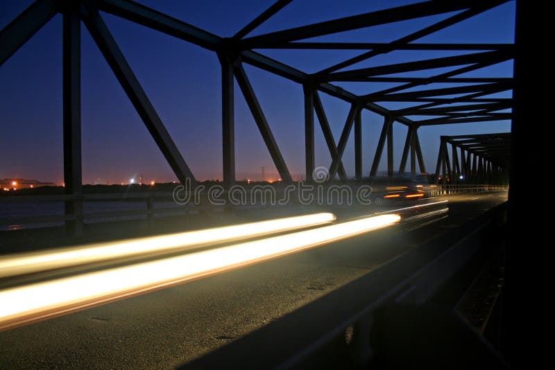 Night Time Bridge Traffic stock photo. Image of fast, passing - 1861980