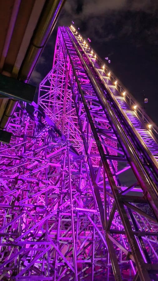 Night-time Coaster Riding Theme Park Stock Image - Image of travel ...