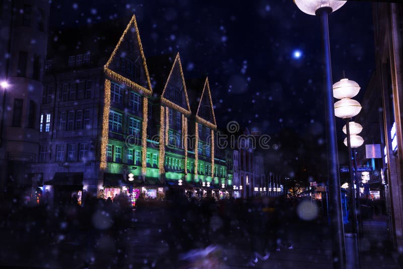 Night Time Centre View of Munich Downtown, Germany Stock Image - Image ...