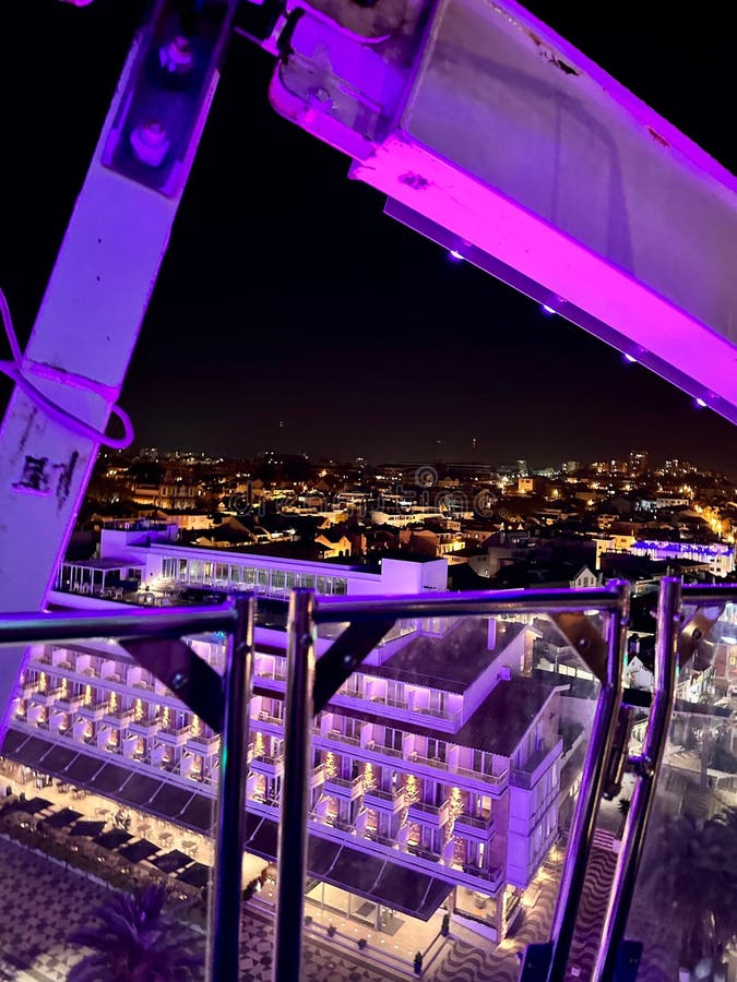 Night Time Cityscape Viewed from a Skyscraper Balcony Stock Image ...