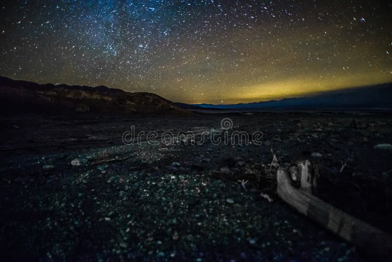 Night Time and Dark Sky Over Death Valley National Park Stock Photo ...