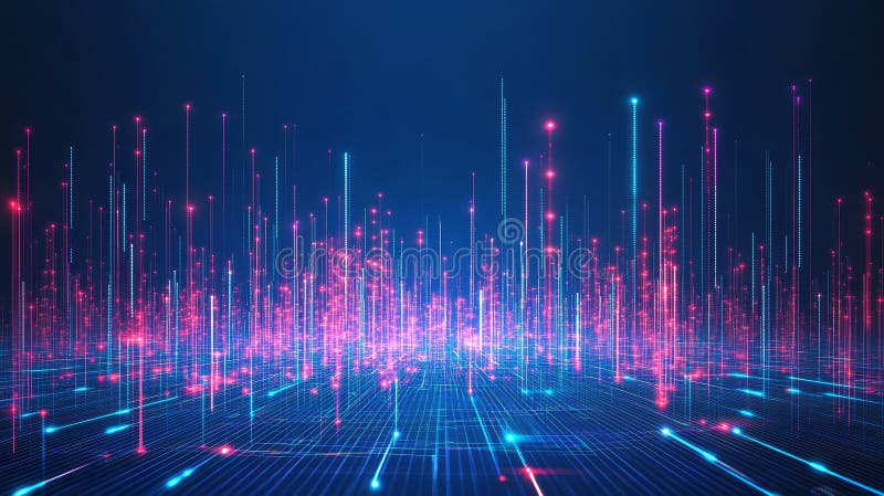 Night Time Data Flow, Drone Captured Night Sky Lights, Network ...