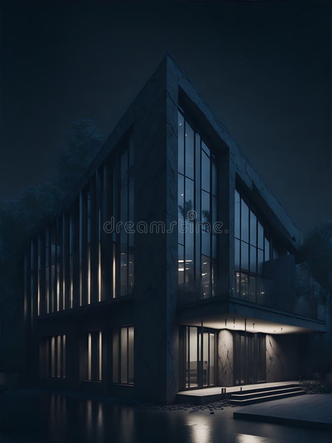 Night-time Exterior Shot of a Laboratory Complex, with the Building ...