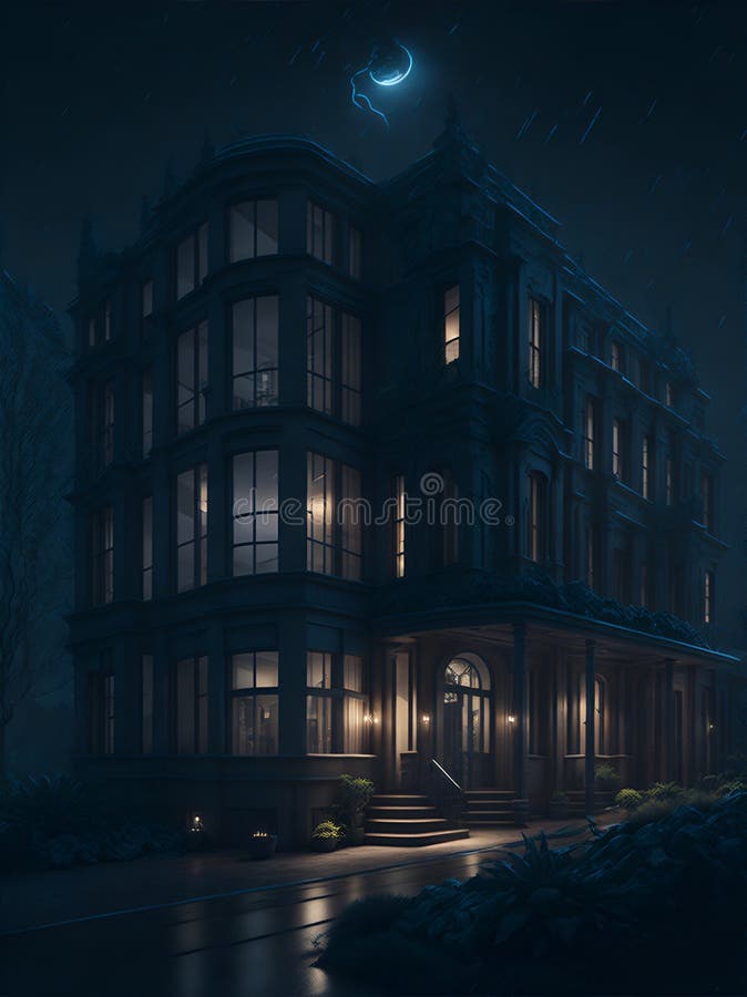 Night-time Exterior Shot of a Laboratory Complex, with the Building ...