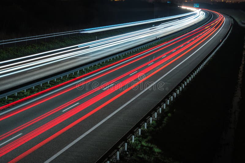 Night Time Highway Traffic stock image. Image of transport - 71579163