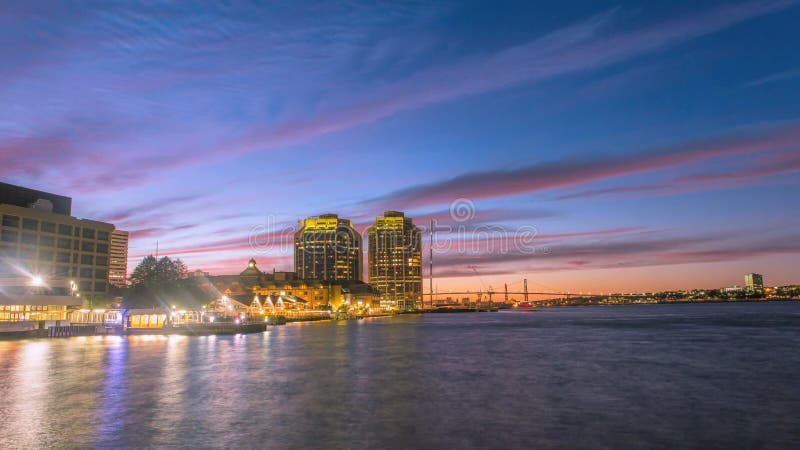 Night Timelapse of the Bustling Halifax Waterfront and Harbor Nova ...