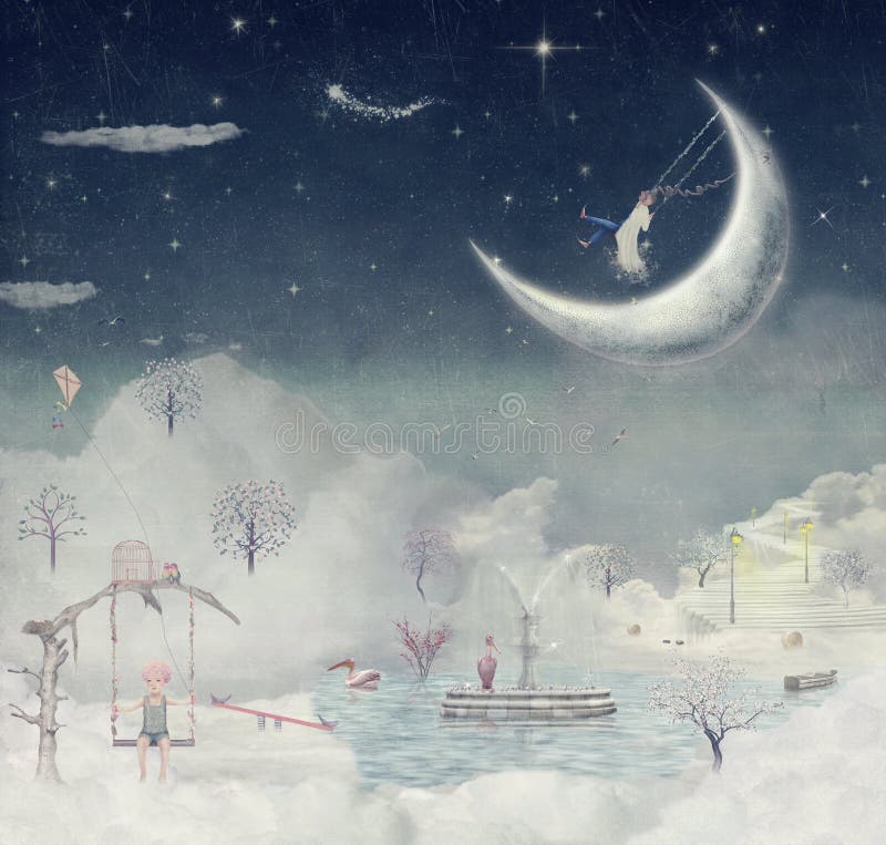 Night. Time of Miracles and Magic Stock Illustration - Illustration of ...