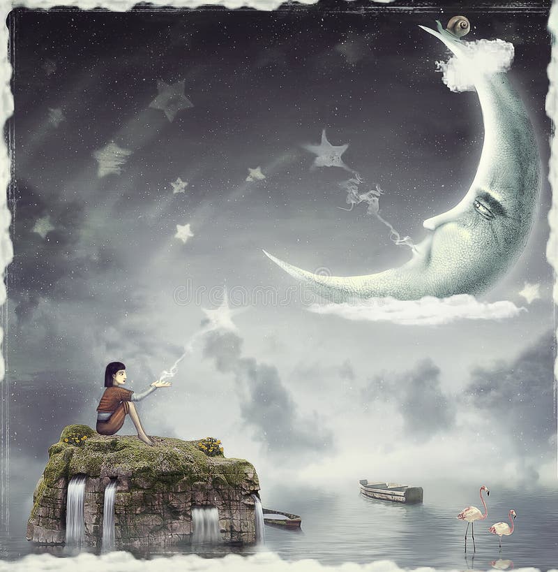 Night. Time of Miracles and Magic Stock Illustration - Illustration of ...