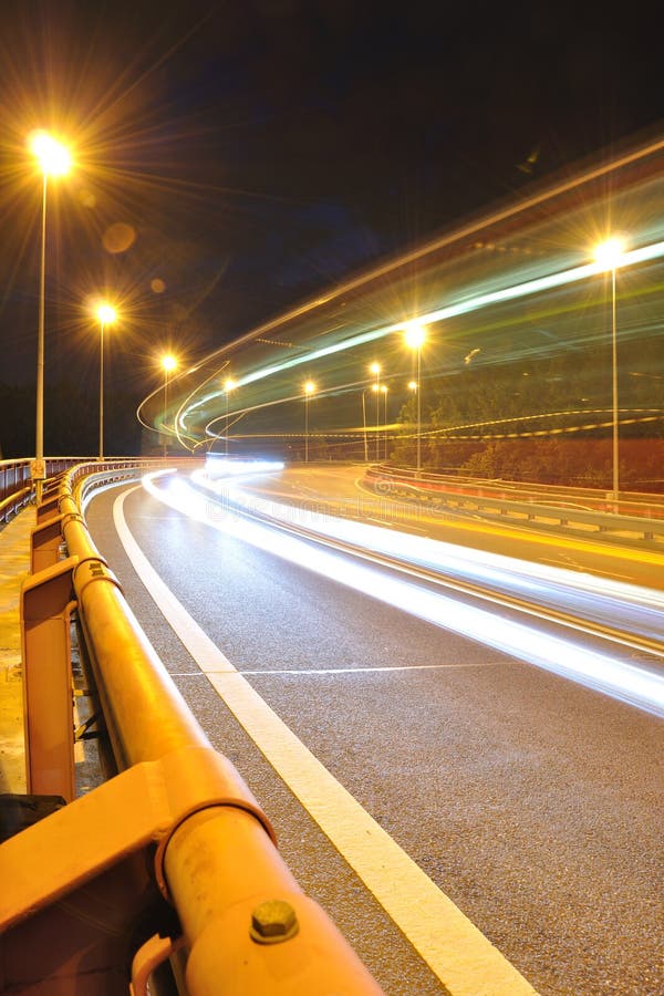 Night Time Shot with Bus Lights Stock Photo - Image of bright, cable ...