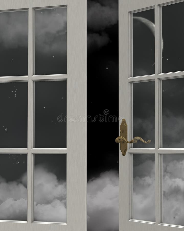 Night Time Sky Window View stock illustration. Illustration of woodwork ...
