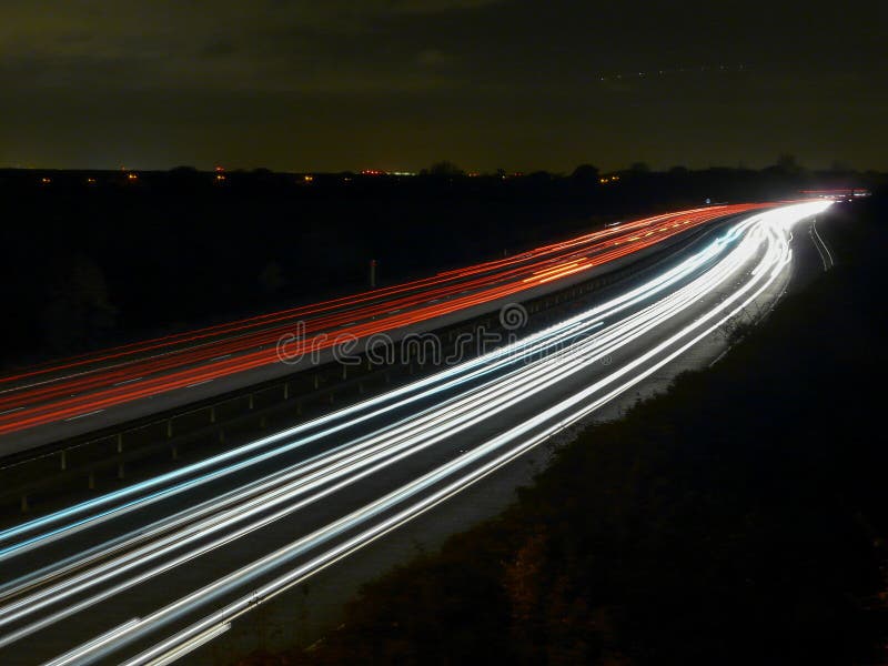 Night Time Traffic Light Trails Stock Photo - Image of distance ...