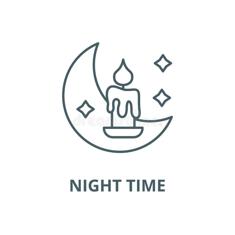 Night Time Vector Line Icon, Linear Concept, Outline Sign, Symbol Stock ...