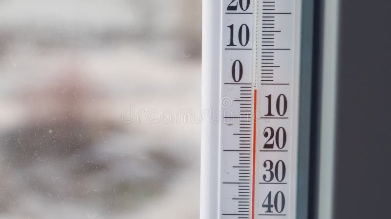 From Night To Day Temperature Thermometer Outside the Window Changing ...