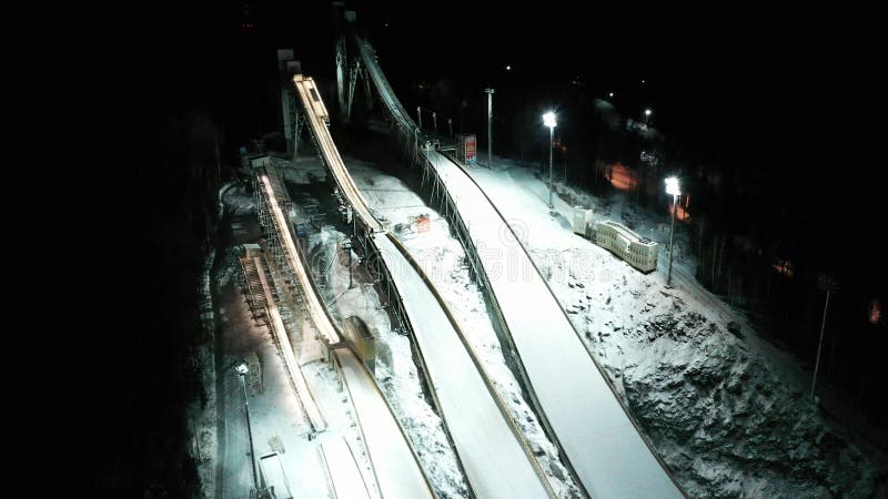 Night Top View of Ski Jumping Complex Stock Photo - Image of extreme ...