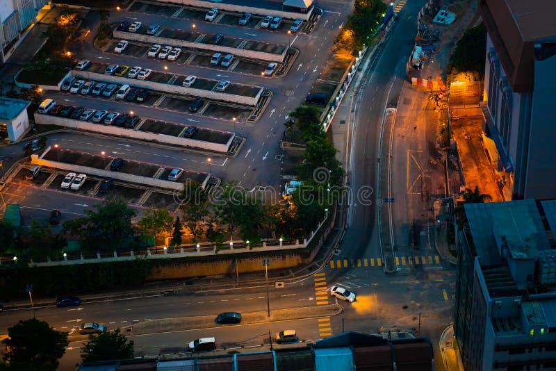 Night Top View of the Streets of the Big City Stock Photo - Image of ...