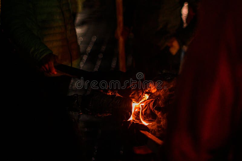 Night Torch, Bright Torch Lights on the Streets of the Night City Stock ...