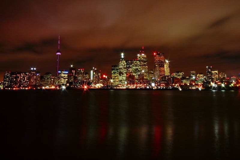 Downtown Toronto Night Scene Stock Photo - Image of aerial, tower: 1660260