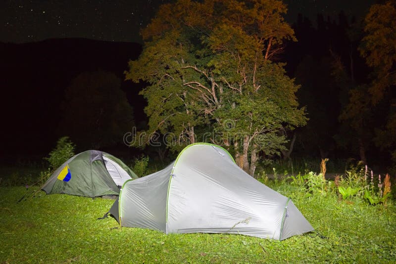 Night touristic camp stock image. Image of hike, tourism - 26012817