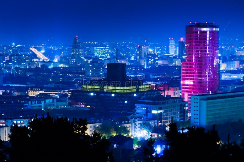 Night town stock image. Image of blue, night, exterior - 16914729