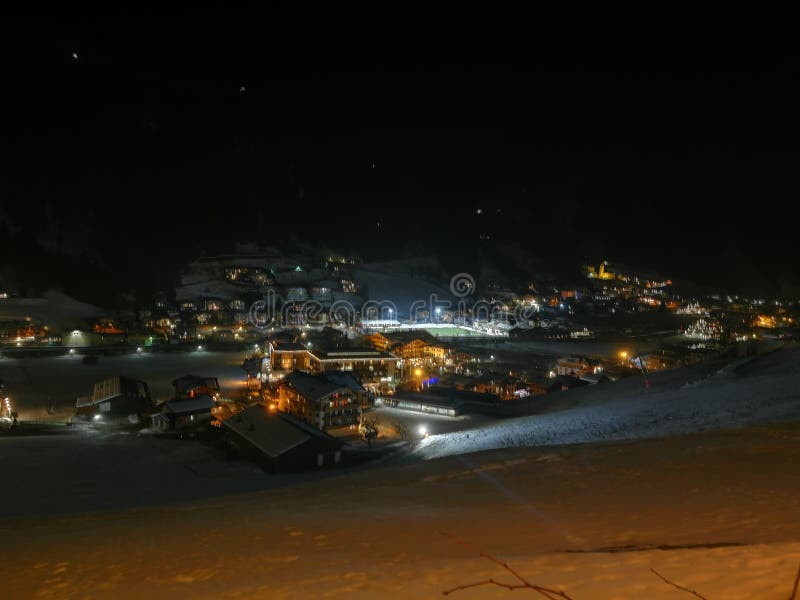 Night Town Grossarl in Austria. Night Photo of a Mountain Town. Stock ...