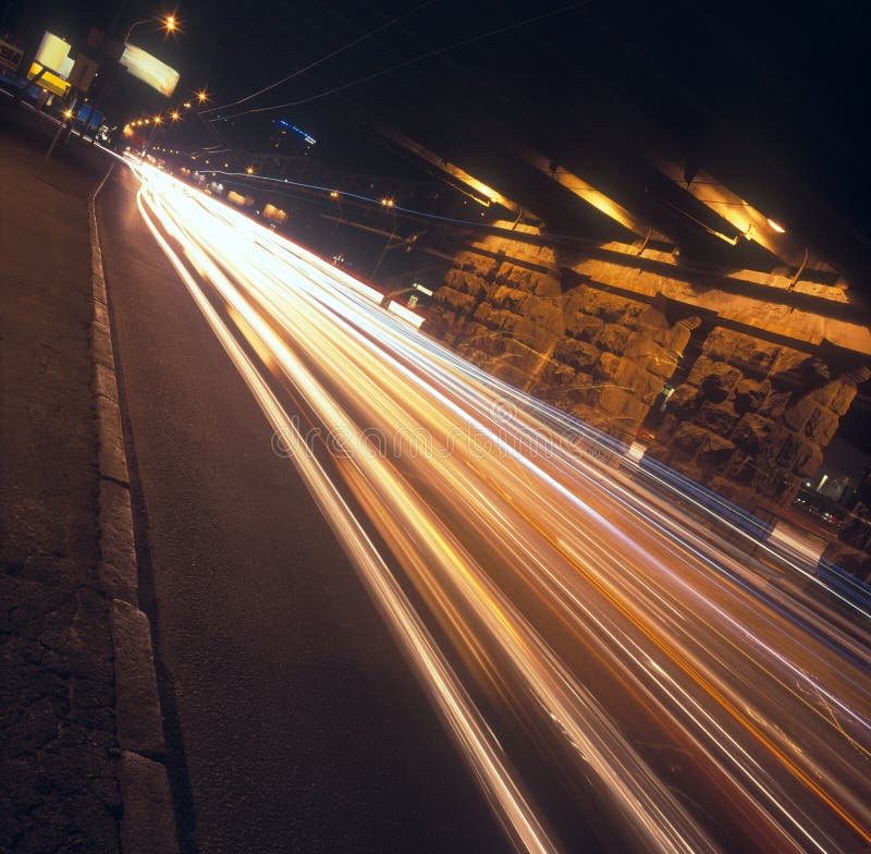 Night traffic. stock image. Image of trail, exposure - 17053763