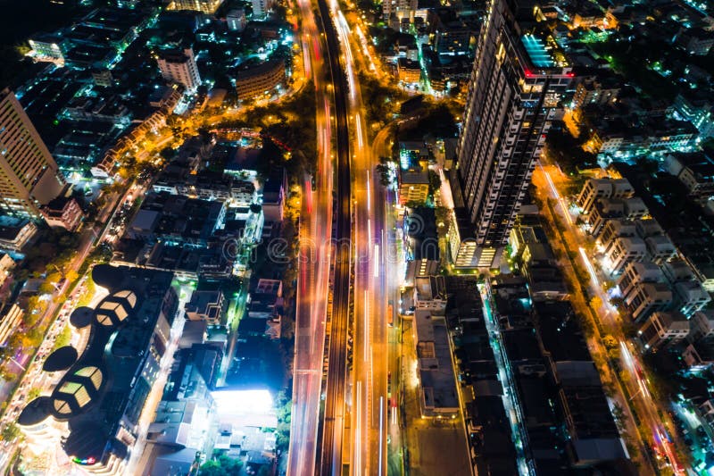 Night Traffic 3 Angle Junction Road with Car Light Stock Image - Image ...