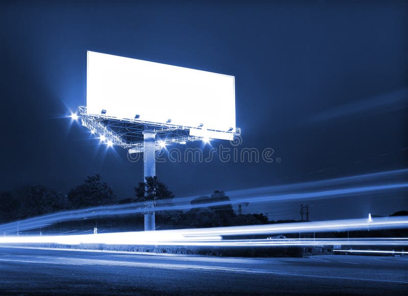 Empty billboard, by night stock image. Image of scene - 37697773