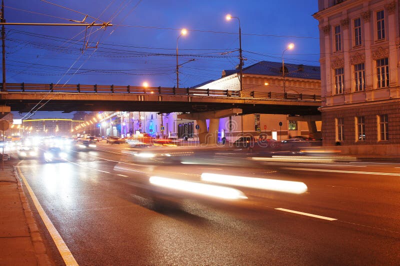 Night traffic stock photo. Image of curve, headlight - 34794692