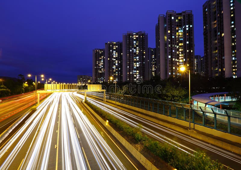 Night traffic light trail stock photo. Image of cityscape - 23245670
