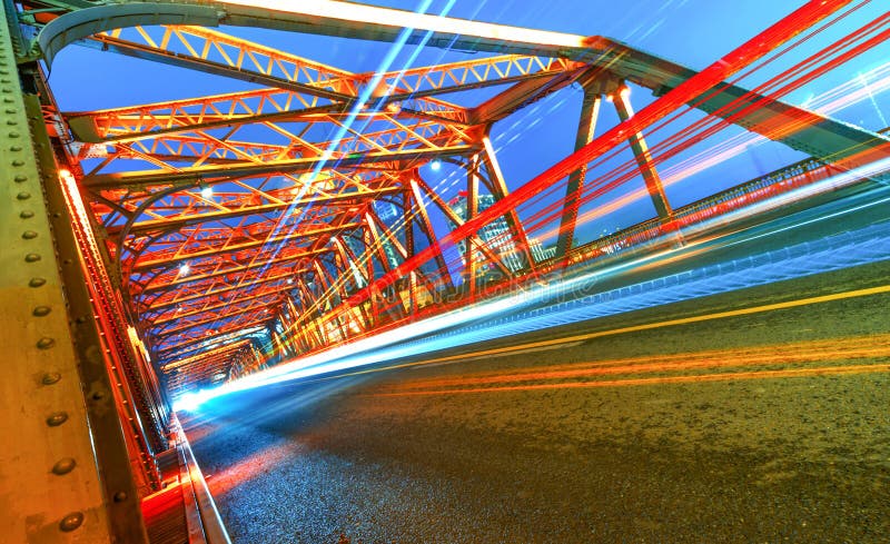 Night Traffic Lights Inside of the Garden Bridge Stock Image - Image of ...