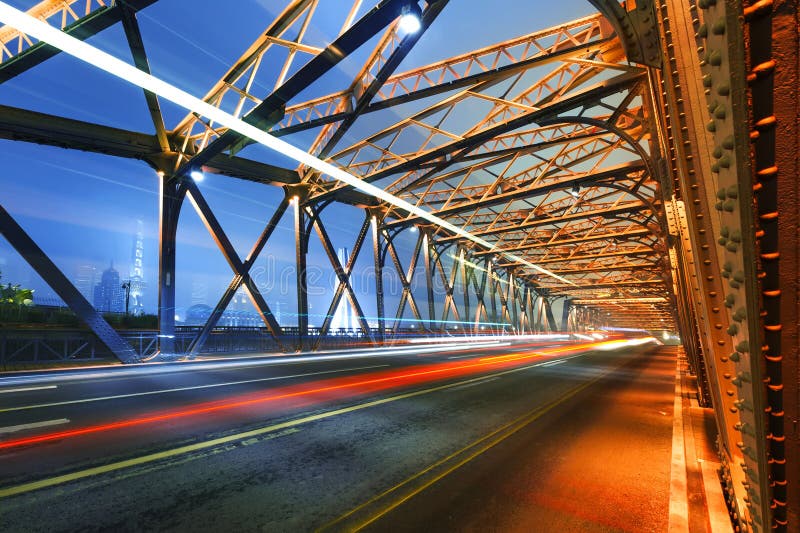 Night Traffic Lights Inside of the Garden Bridge Stock Photo - Image of ...