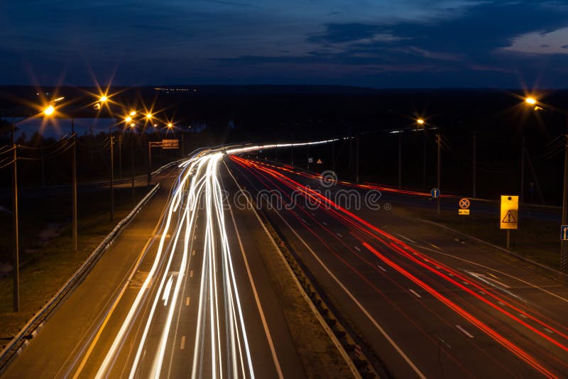 Night traffic road lights stock photo. Image of line - 123974492