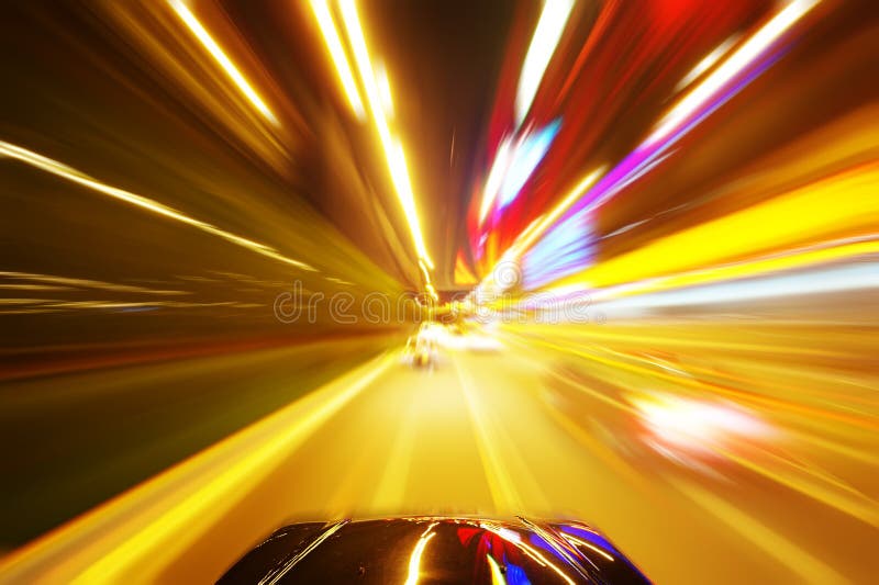 Car Driving Fast in the Night City Stock Image - Image of cityscape ...